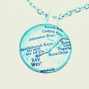 Key West Florida Keys FL City Map Necklace - Etsy