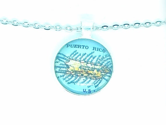 Puerto Rico Glass Map Necklace | Etsy