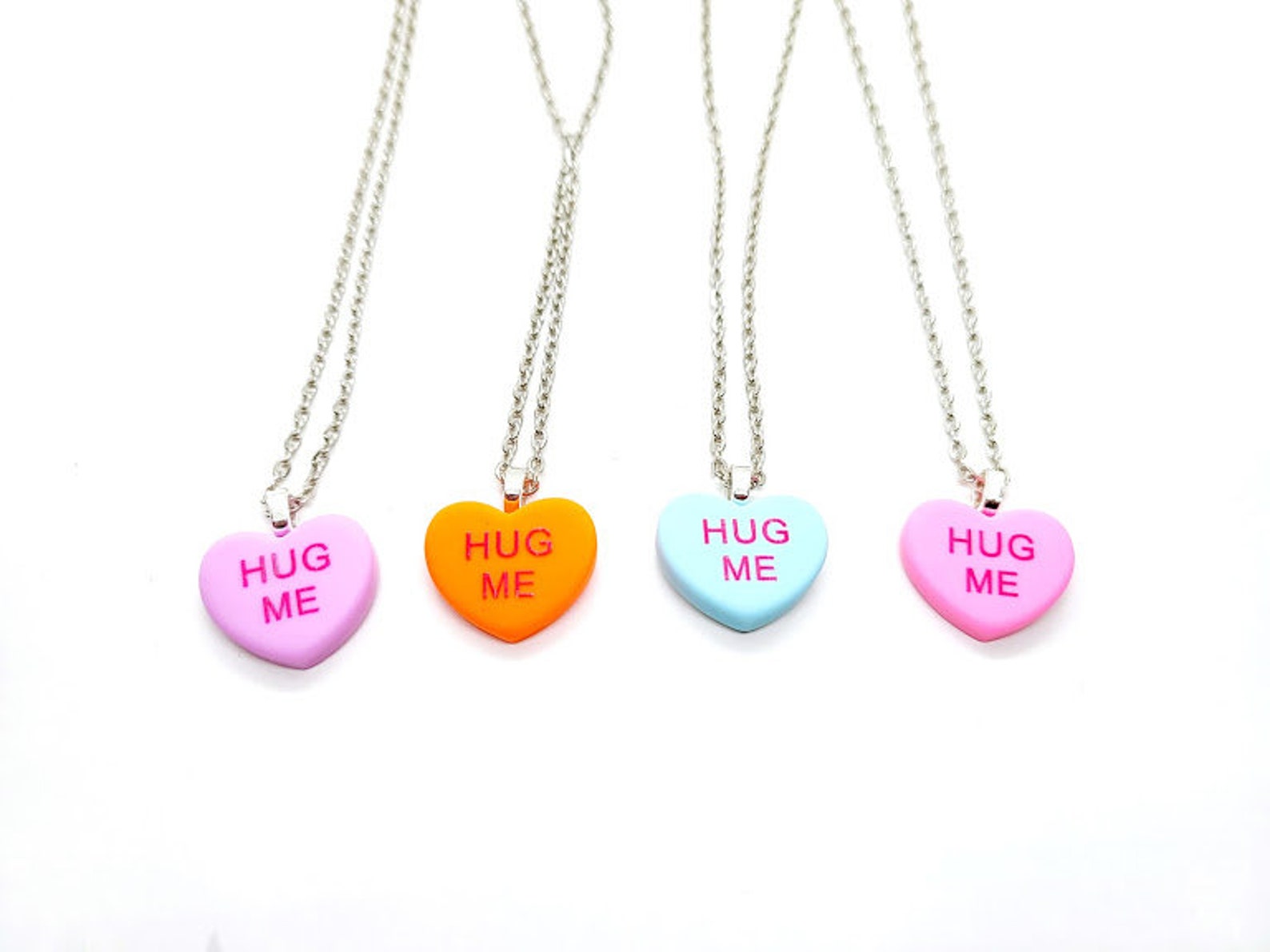 Candy Word Phrase Heart Necklace Be Mine Sweet Heart Hug Me Valentine's ...