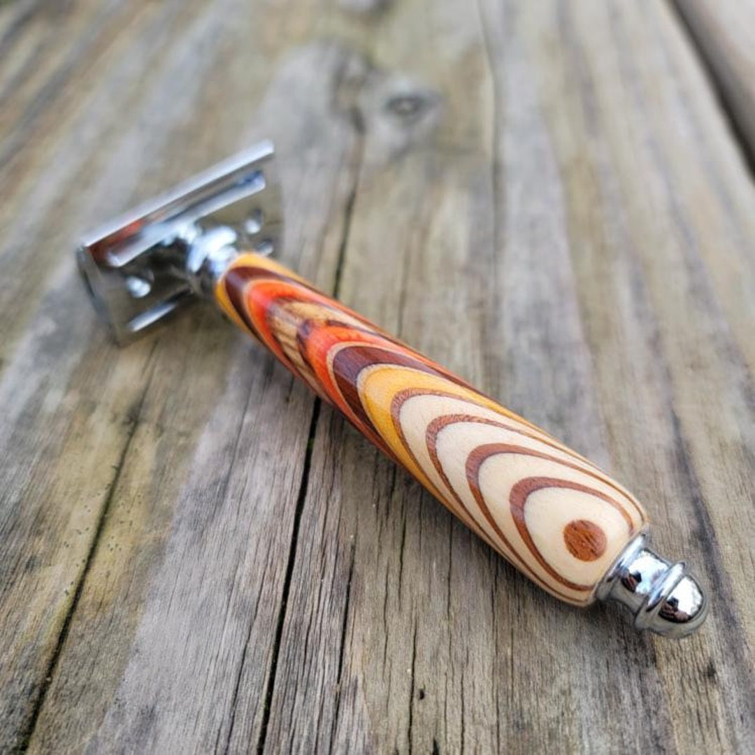 Zebrawood, Maple, Sepele, and Dyed Maple Veneers Shaving Razor Wood ...