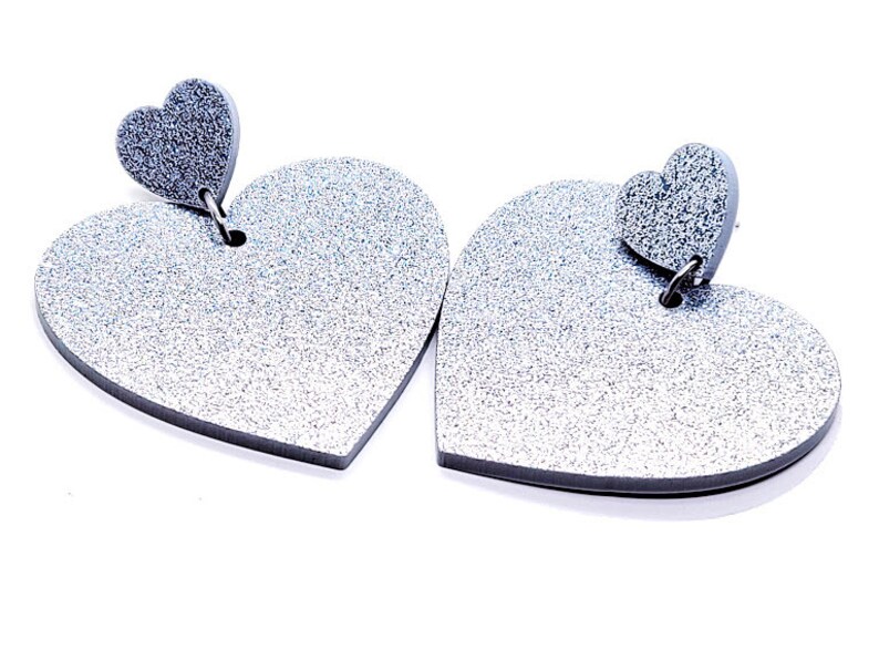 Double Heart Post Dangle Extra Large Statement Laser Cut Acrylic ...