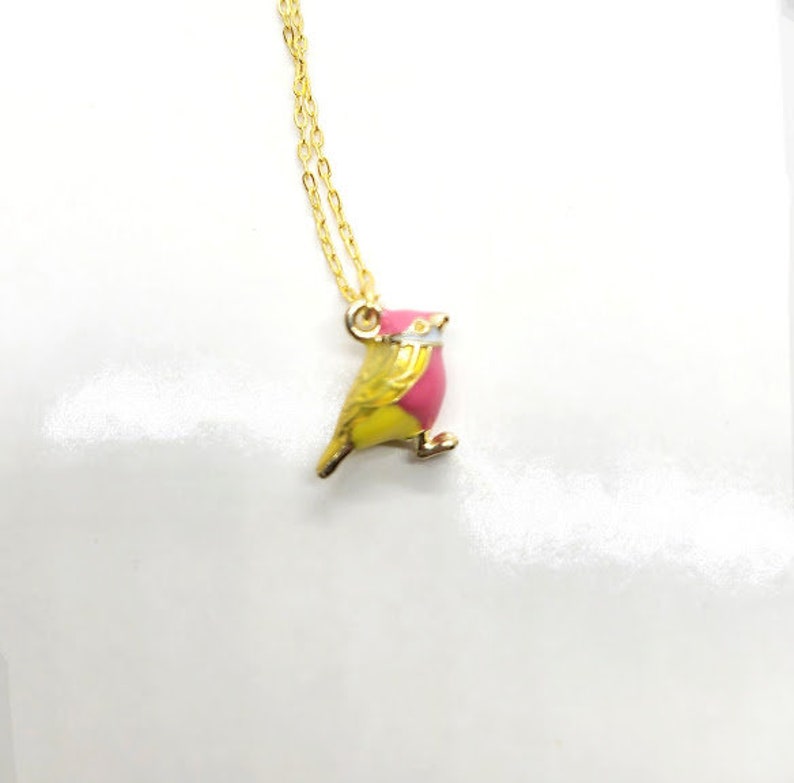 Enamel and Goldtone Tiny Two Tone Bird Necklace Your Choice of - Etsy