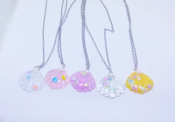 Pastel Sprinkle Shell Necklace Your Choice of Pink Blue Purple | Etsy