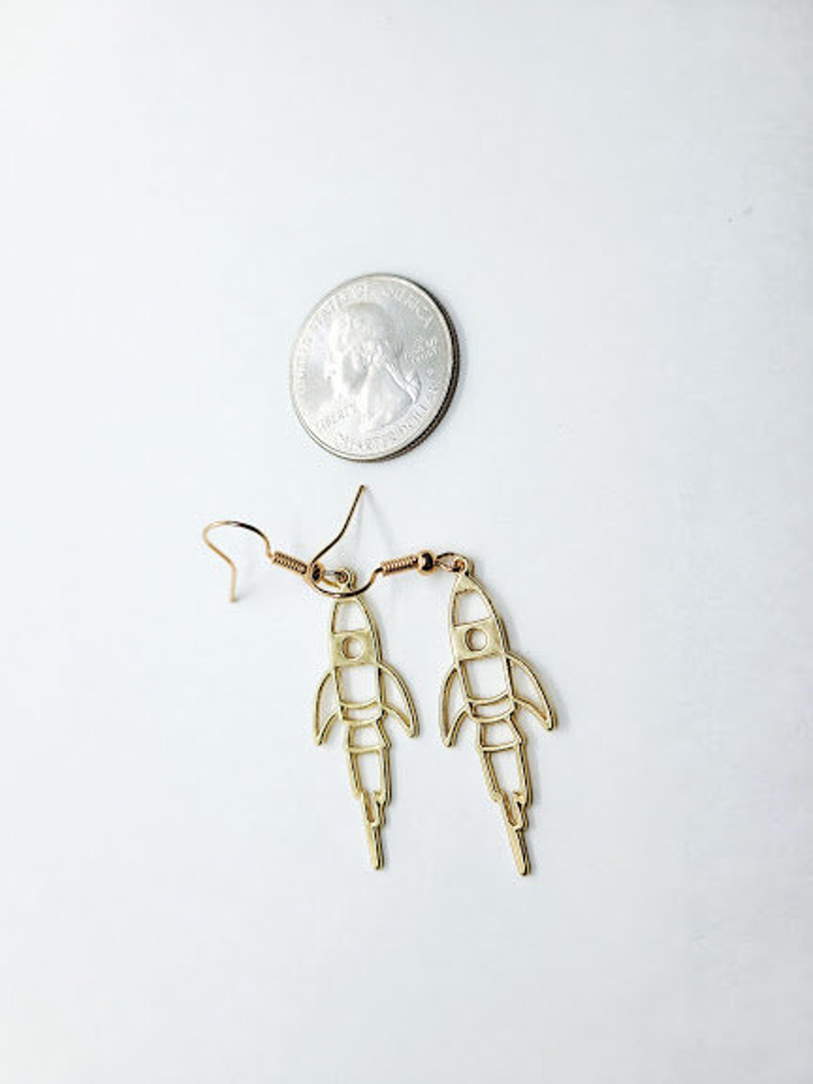 Gold Rocket Ship Earrings Space Jewelry - Etsy