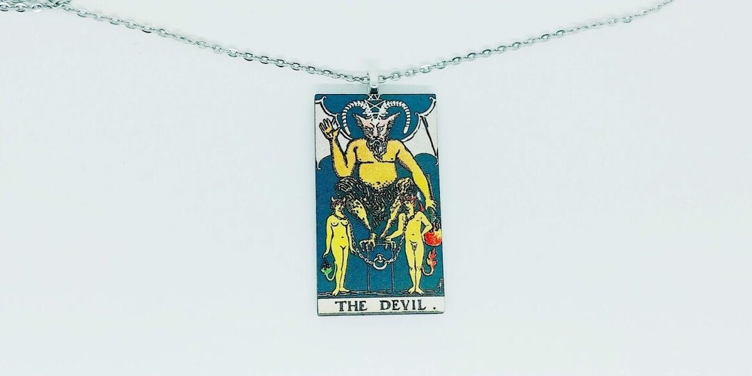 Tarot Card Necklace the Devil - Etsy