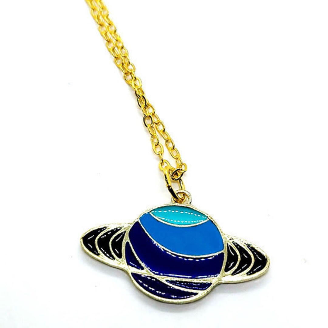 Enamel Planet Necklace Saturn Universe - Etsy
