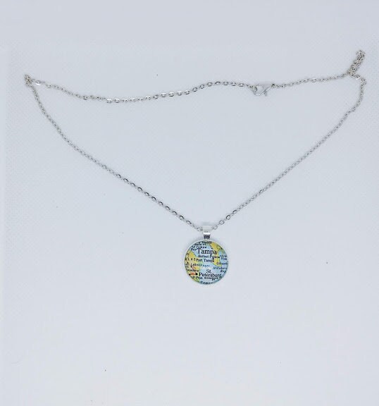 Tampa Florida FL City Map Necklace | Etsy