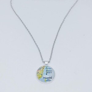 Miami FL Florida City Map Necklace - Etsy