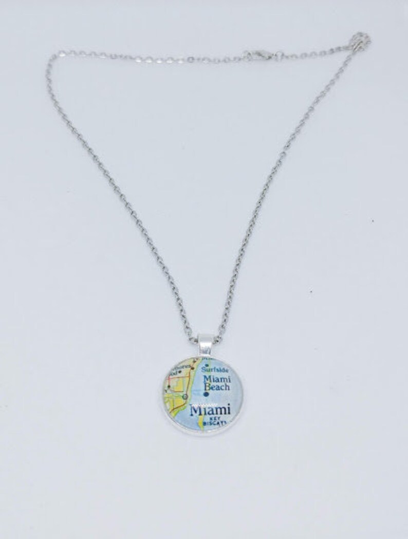 Miami FL Florida City Map Necklace | Etsy