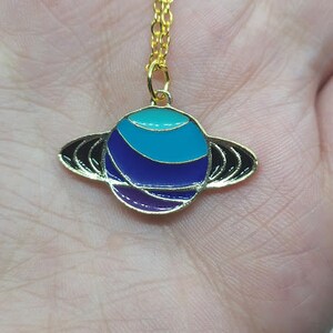 Enamel Planet Necklace Saturn Universe - Etsy