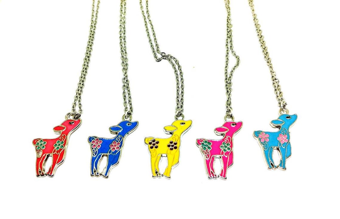 Enamel Deer Charm Fun Colors Kitschy and Camp Pastel Silver Animal ...