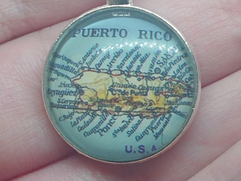 Puerto Rico Glass Map Necklace - Etsy