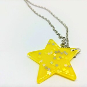 Pastel Glitter Star Dangle Necklace Light Pink Dark Pink Black Yellow ...