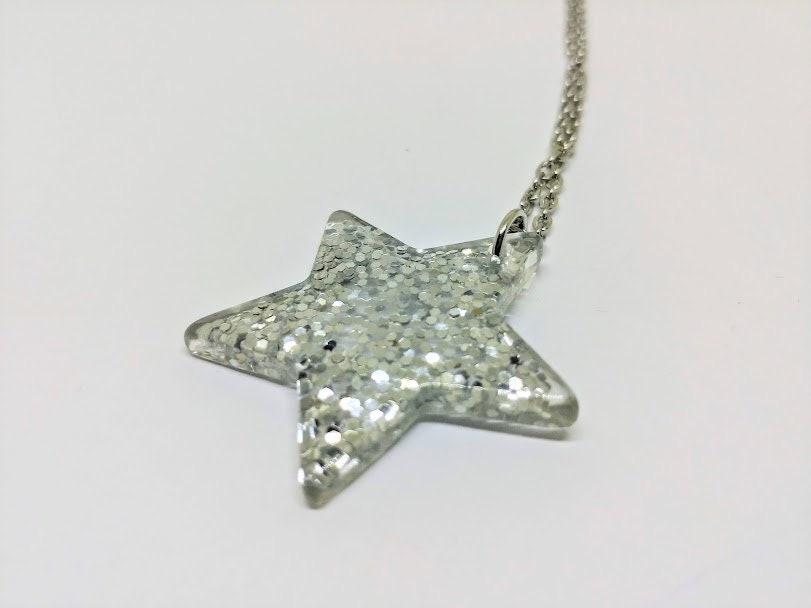 Clear Colorful Glitter Star Necklace Your Choice of Gold - Etsy