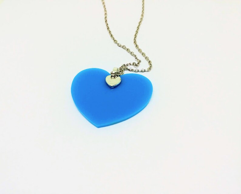 Blue Heart Necklace Laser Cut Acrylic - Etsy