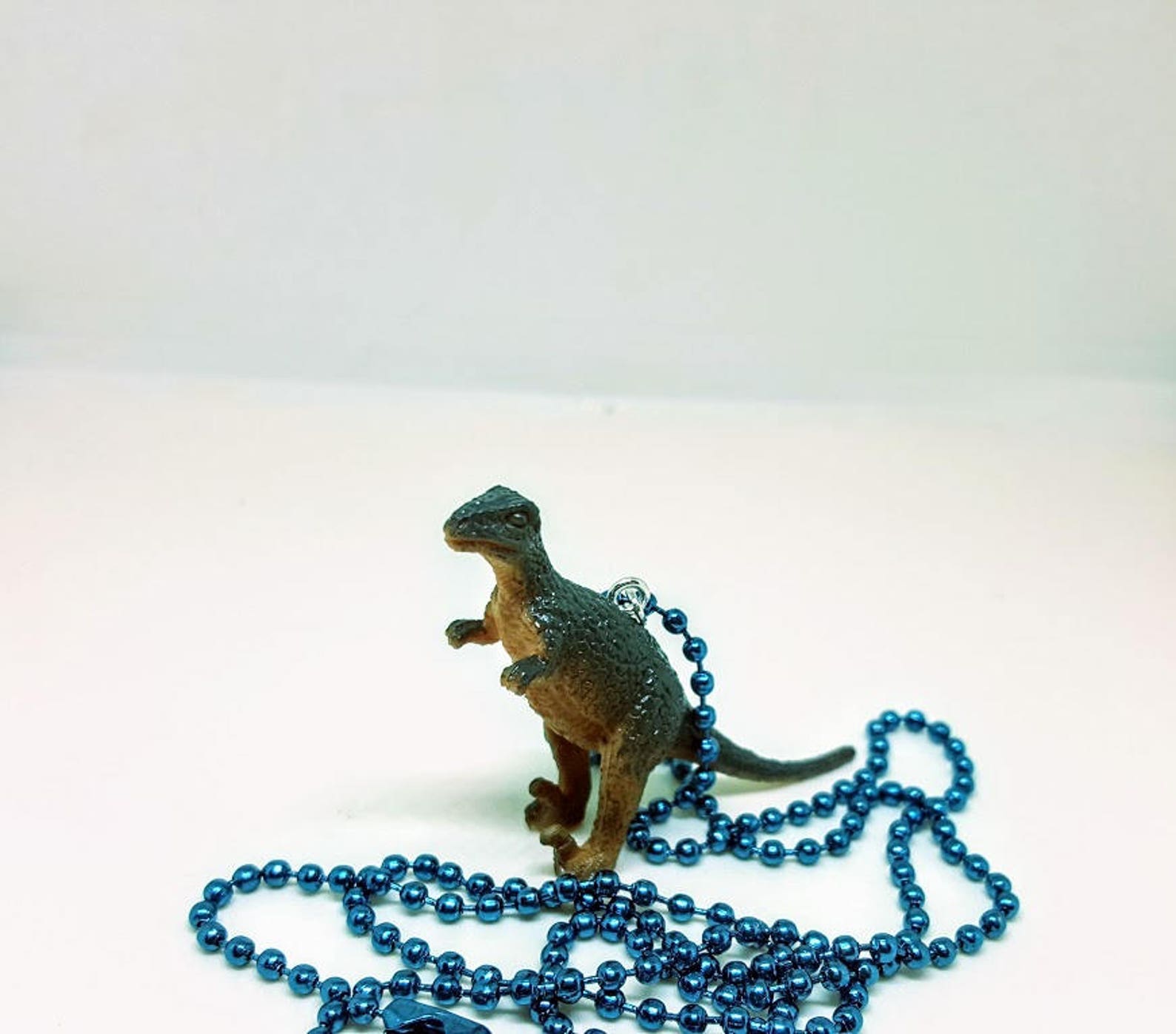 Dinosaur Necklace Blue Ball Chain Grey Dinosaur Jewelry Gifts | Etsy