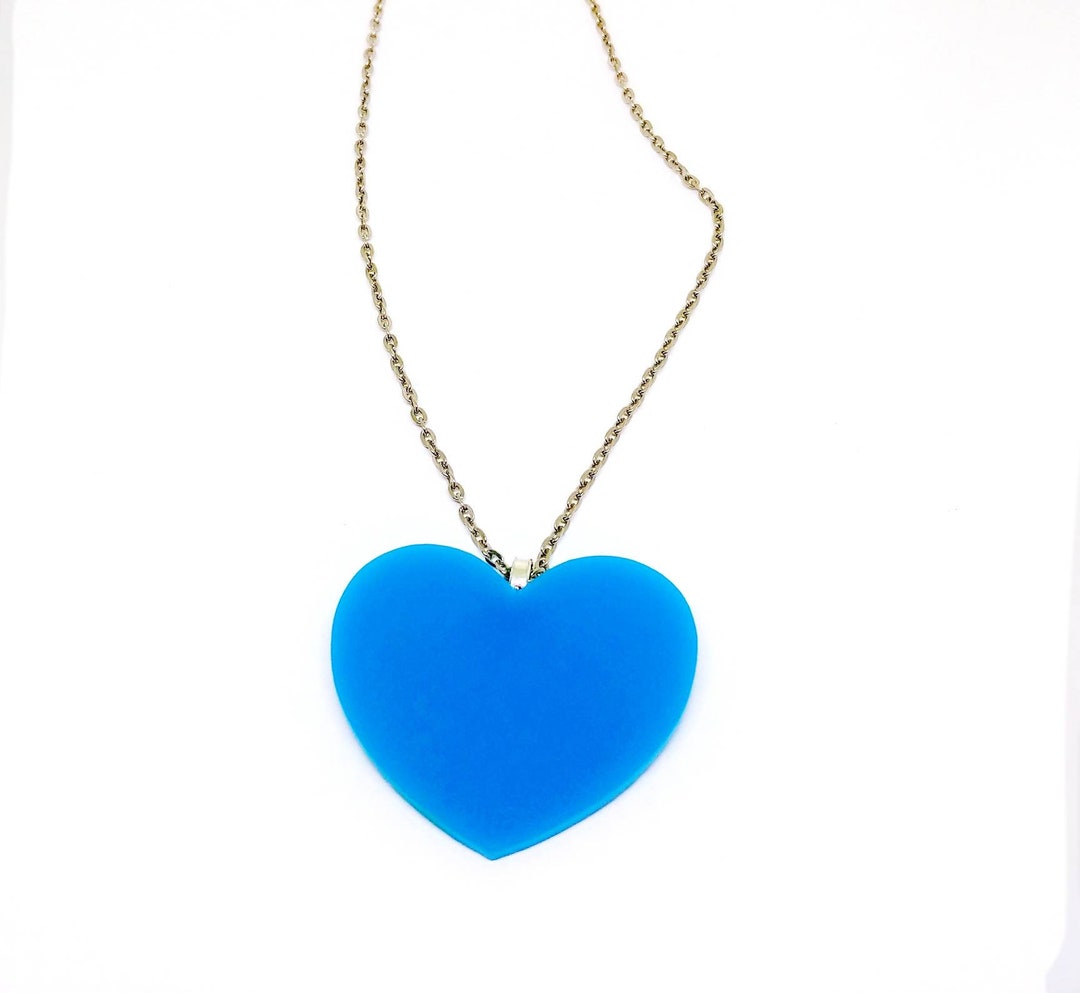 Blue Heart Necklace Laser Cut Acrylic - Etsy