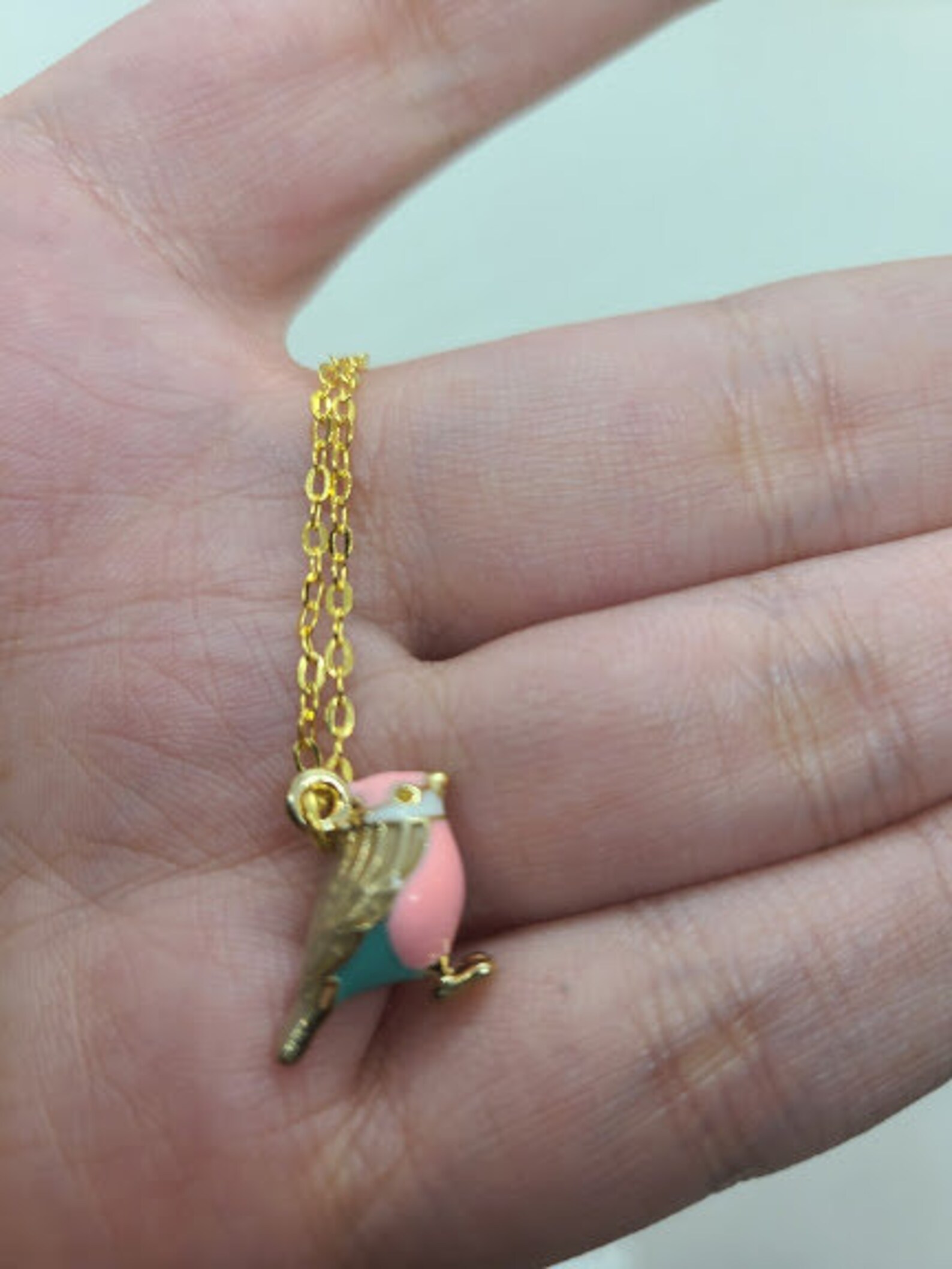 Enamel and Goldtone Tiny Two Tone Bird Necklace Your Choice of | Etsy