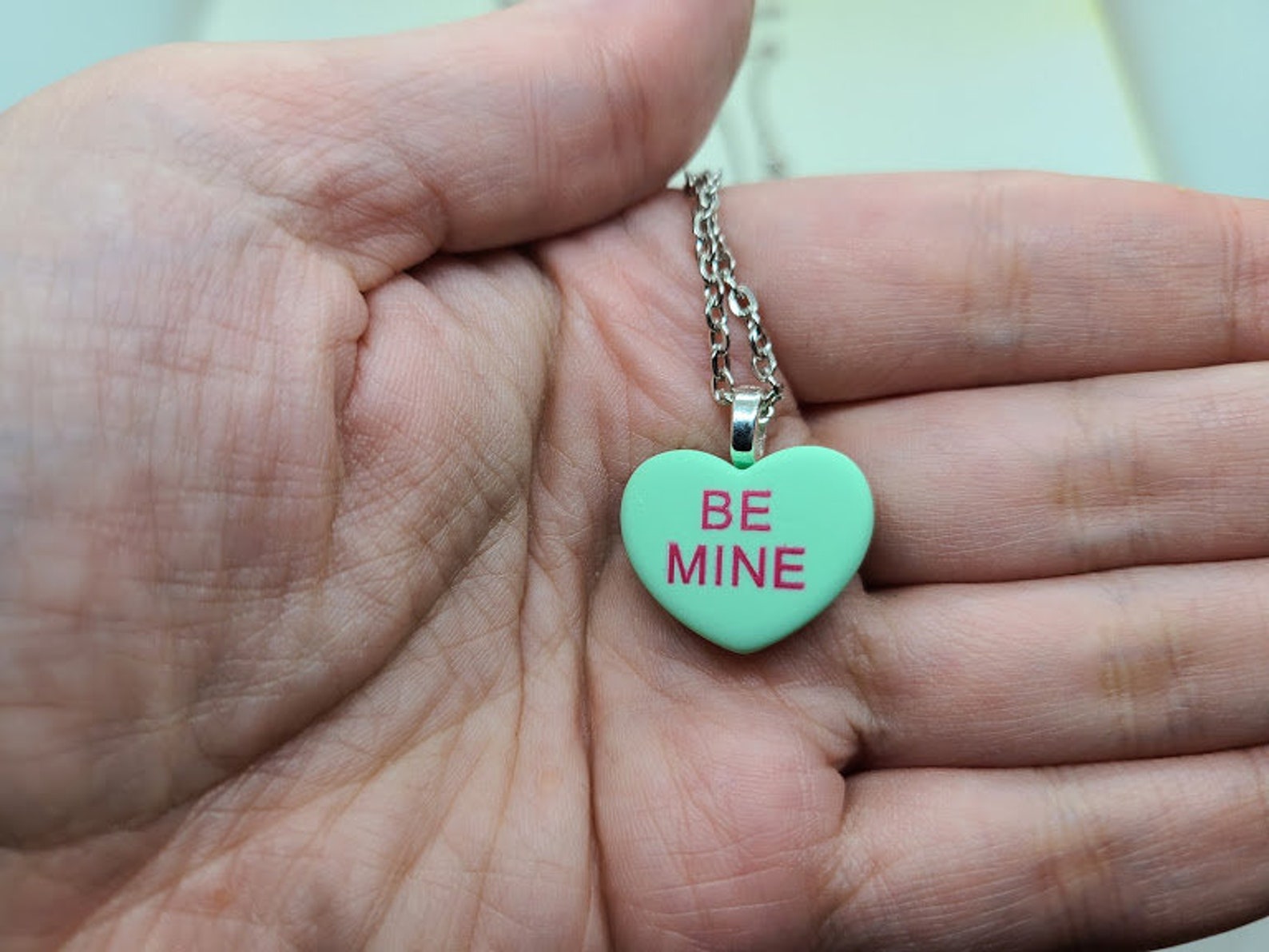 Candy Word Phrase Heart Necklace Be Mine Sweet Heart Hug Me Valentine's ...
