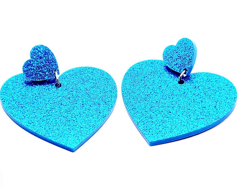 Double Heart Post Dangle Extra Large Statement Laser Cut Acrylic ...