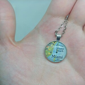 Miami FL Florida City Map Necklace - Etsy
