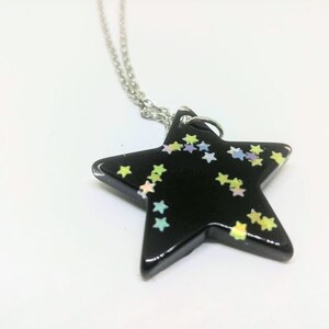 Pastel Glitter Star Dangle Necklace Light Pink Dark Pink Black Yellow ...