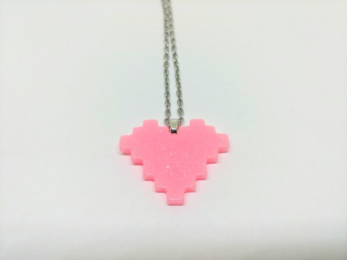8 Bit Pixel Heart Necklace Video Game Gamer Geek Gift 6 Colors | Etsy
