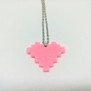 8 Bit Pixel Heart Necklace Video Game Gamer Geek Gift 6 Colors You Pick ...