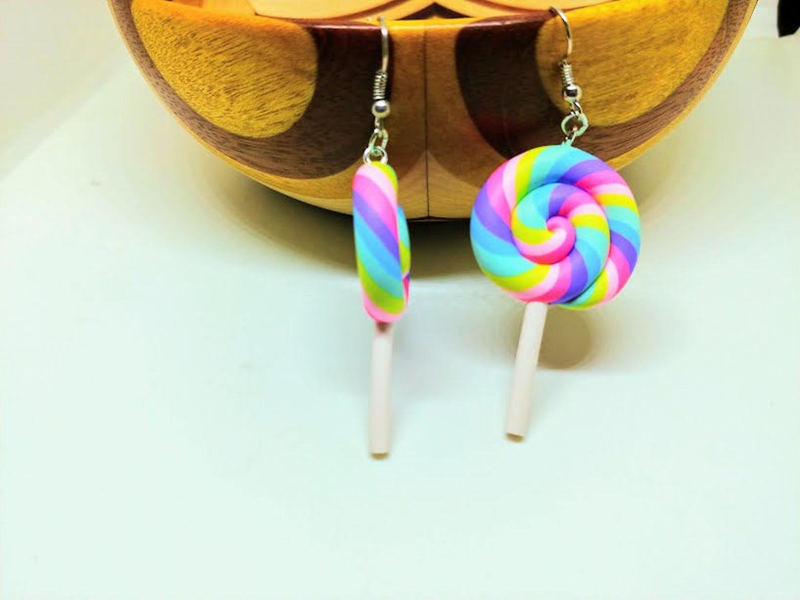 Lollipop Earrings Swirl Lollipop Food Jewelry Pastel Swirl - Etsy
