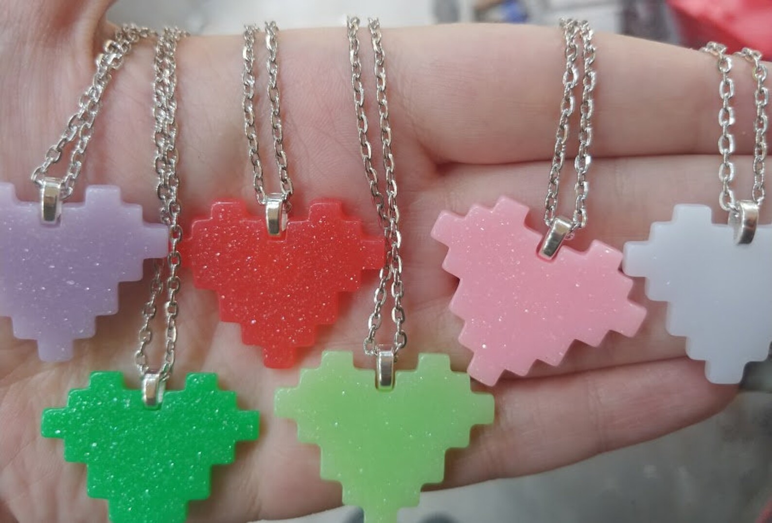 8 Bit Pixel Heart Necklace Video Game Gamer Geek Gift 6 Colors | Etsy