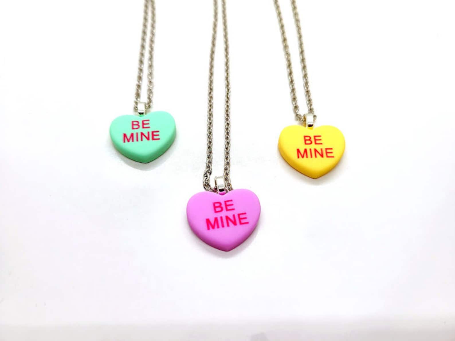 Candy Word Phrase Heart Necklace Be Mine Sweet Heart Hug Me Valentine's ...