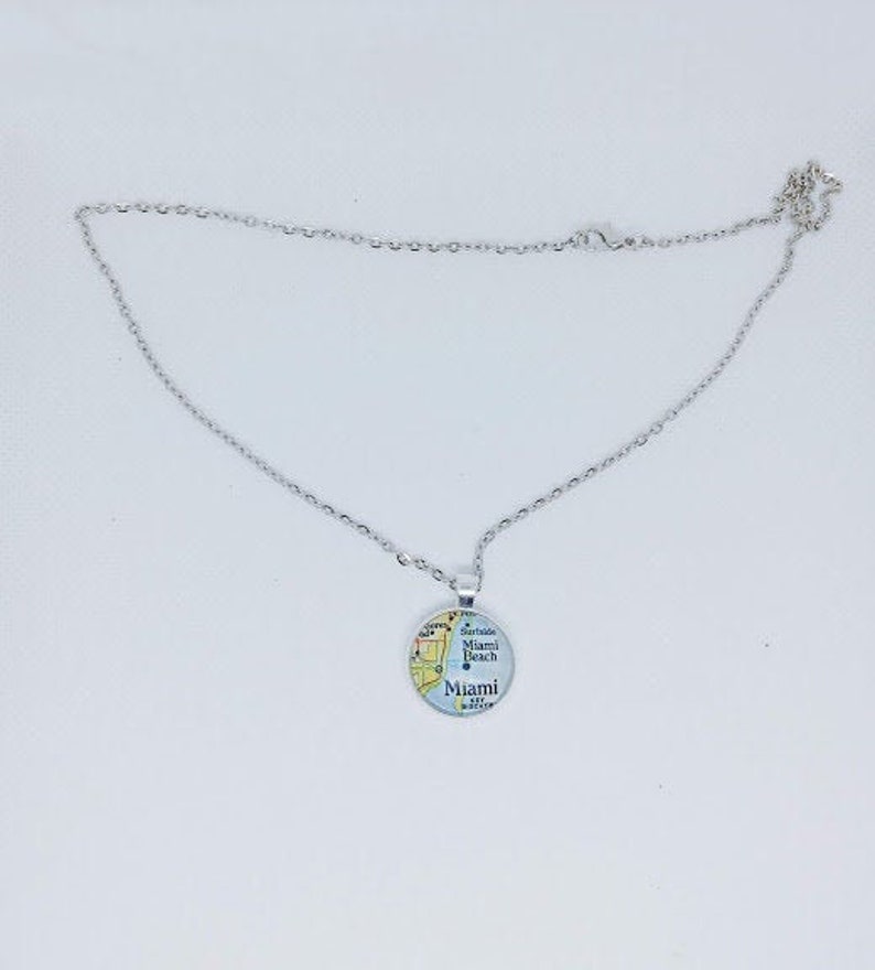 Miami FL Florida City Map Necklace | Etsy