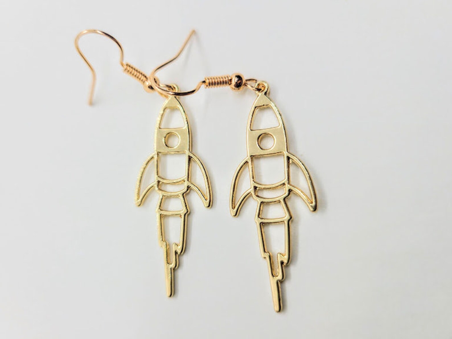 Gold Rocket Ship Earrings Space Jewelry - Etsy