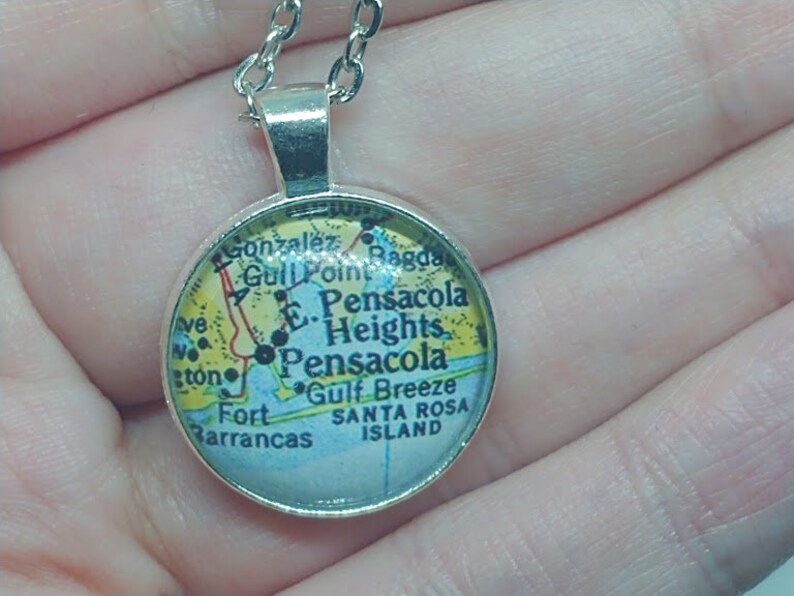 Pensacola Florida FL City Map Necklace - Etsy