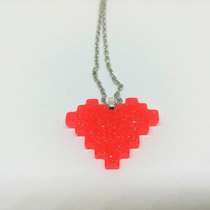 8 Bit Pixel Heart Necklace Video Game Gamer Geek Gift 6 Colors You Pick ...