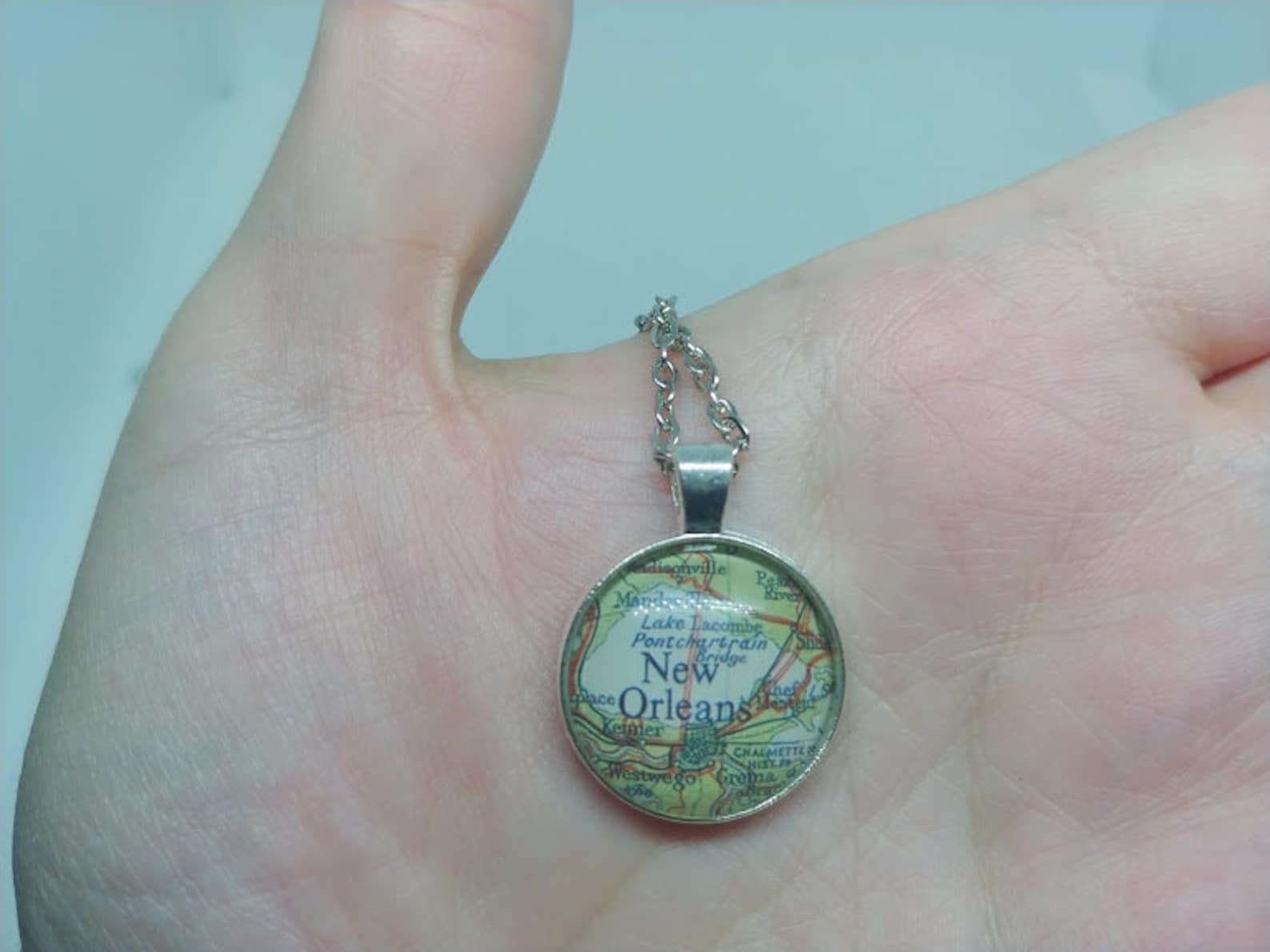 New Orleans NOLA Louisiana City Map Necklace | Etsy
