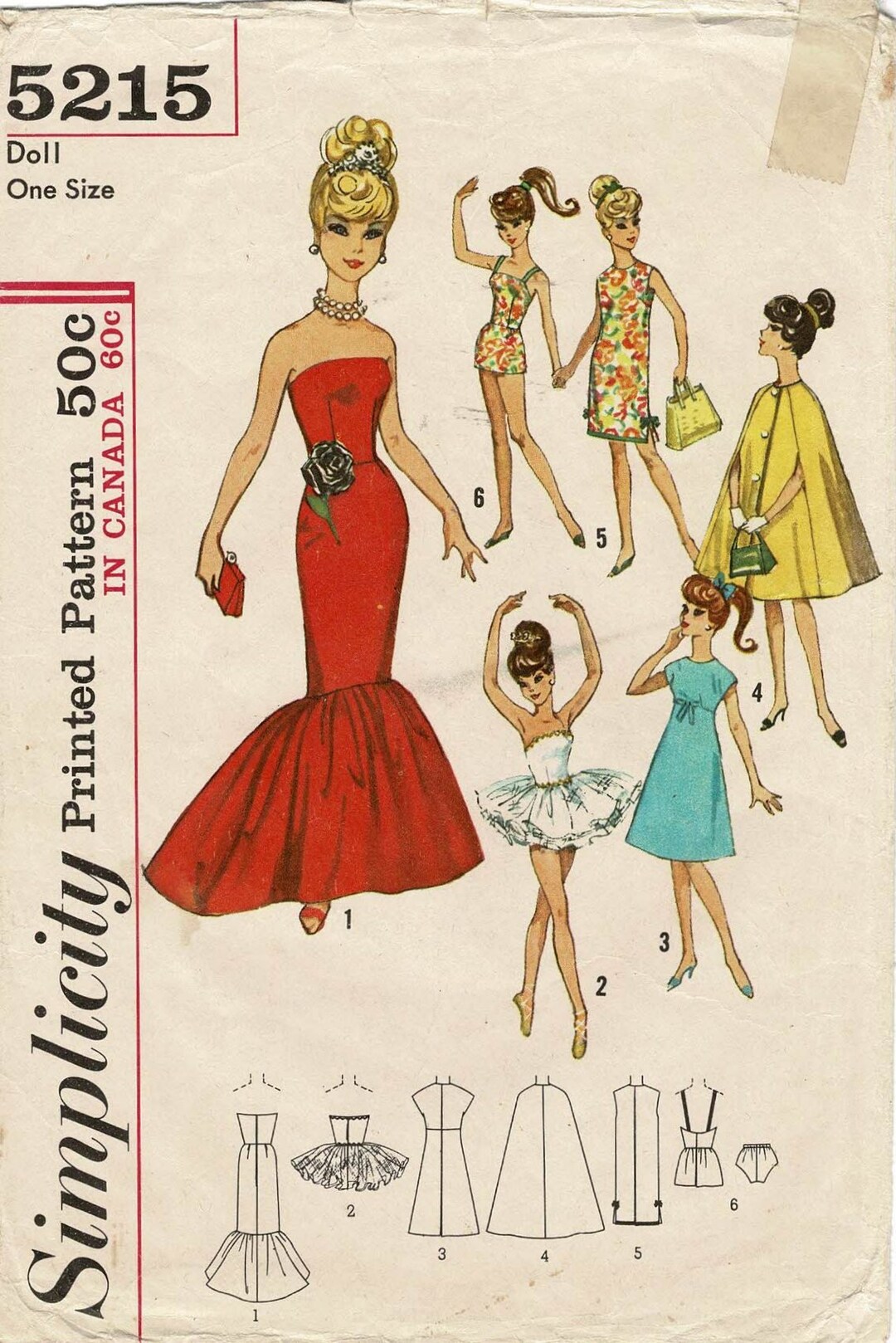 11-1/2 Doll Clothes Formal Evening GOWN Cape BALLET Tutu Simplicity ...