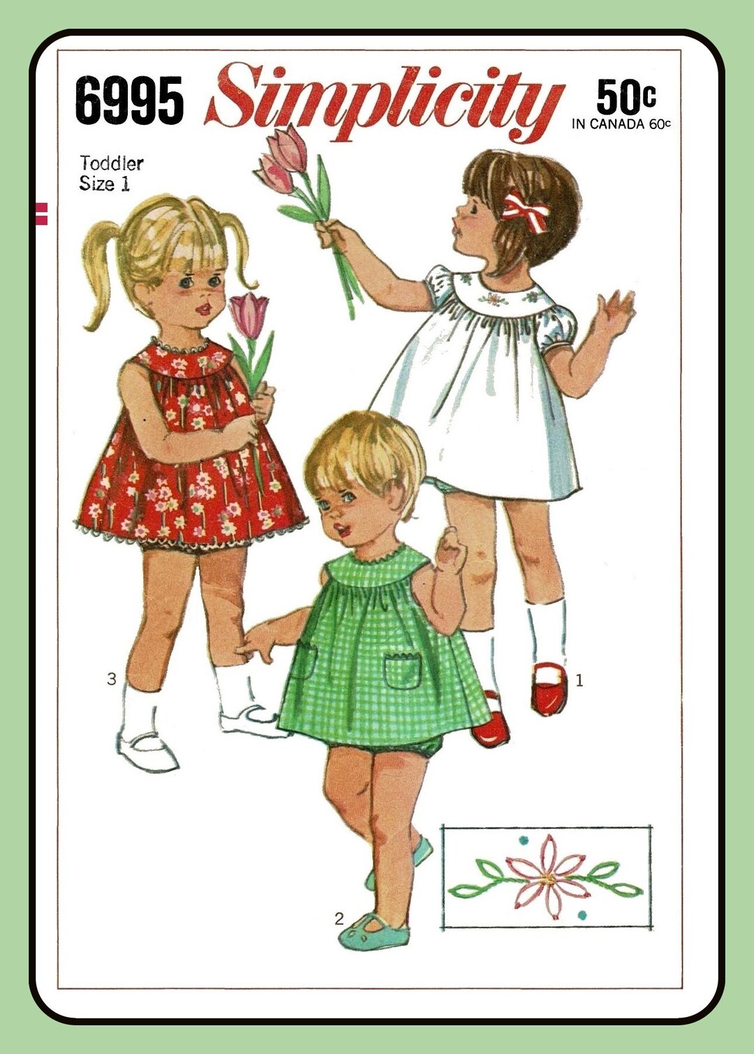 Toddler One-piece DRESS and PANTIES Simplicity 6995 Vtg 1967 Sewing ...