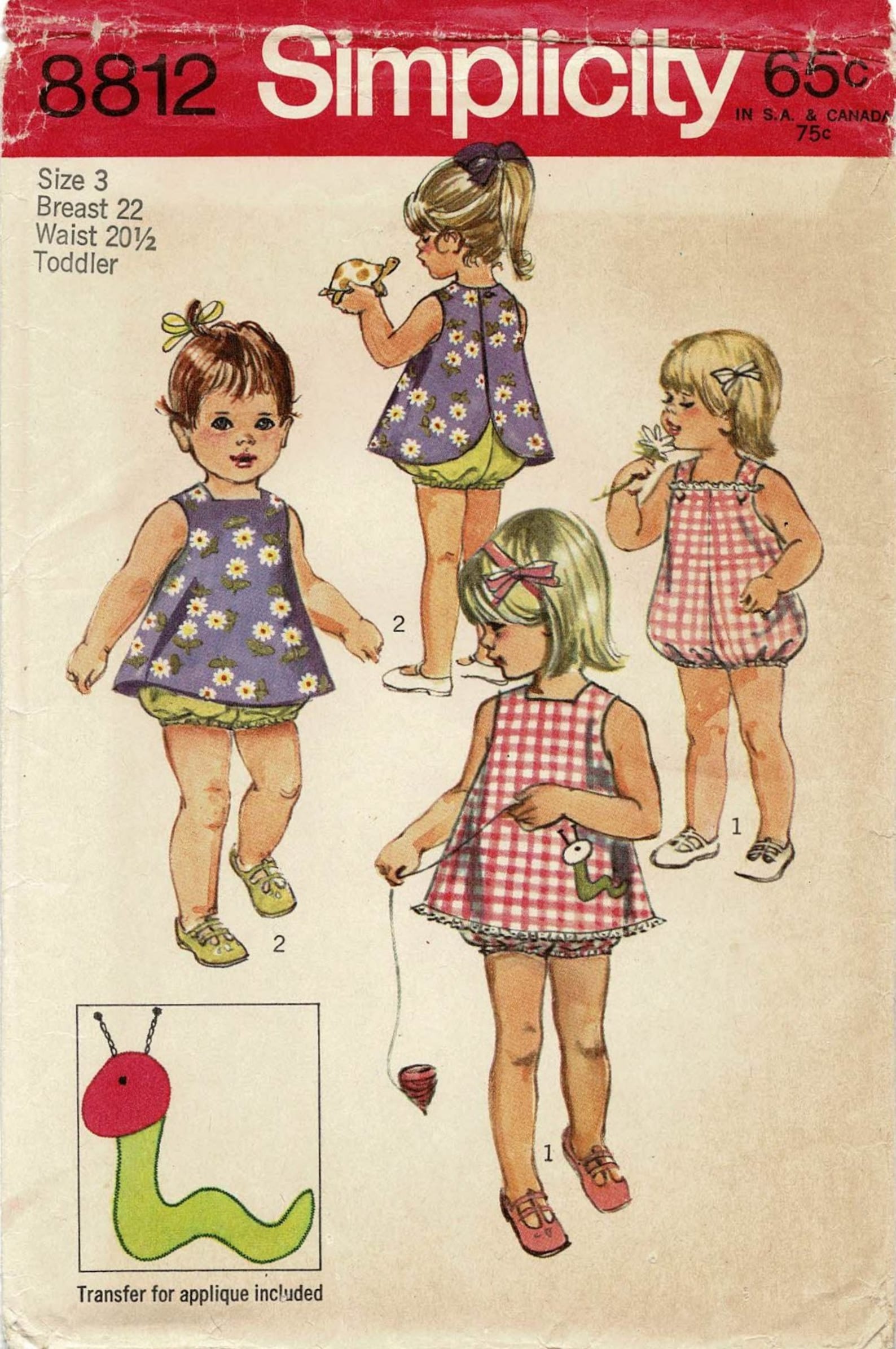 Girls Sleeveless PINAFORE or PLAYSUIT Toddler Child Simplicity 8812 ...