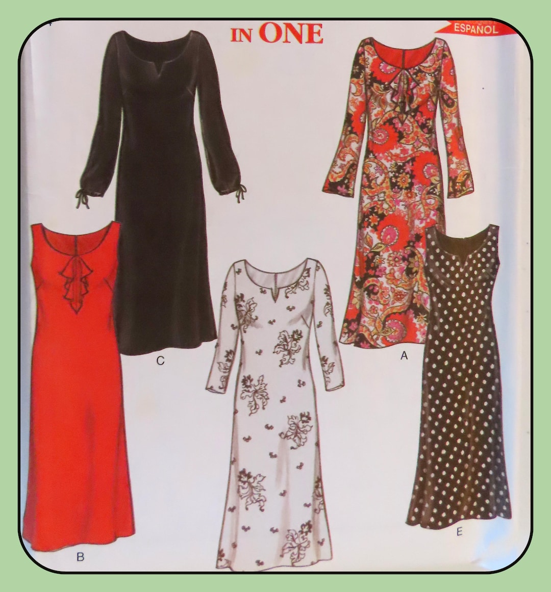 Misses DRESS Pattern Semi-fitted 5 Styles 4 Sleeves Sizes 6-16 New Look ...