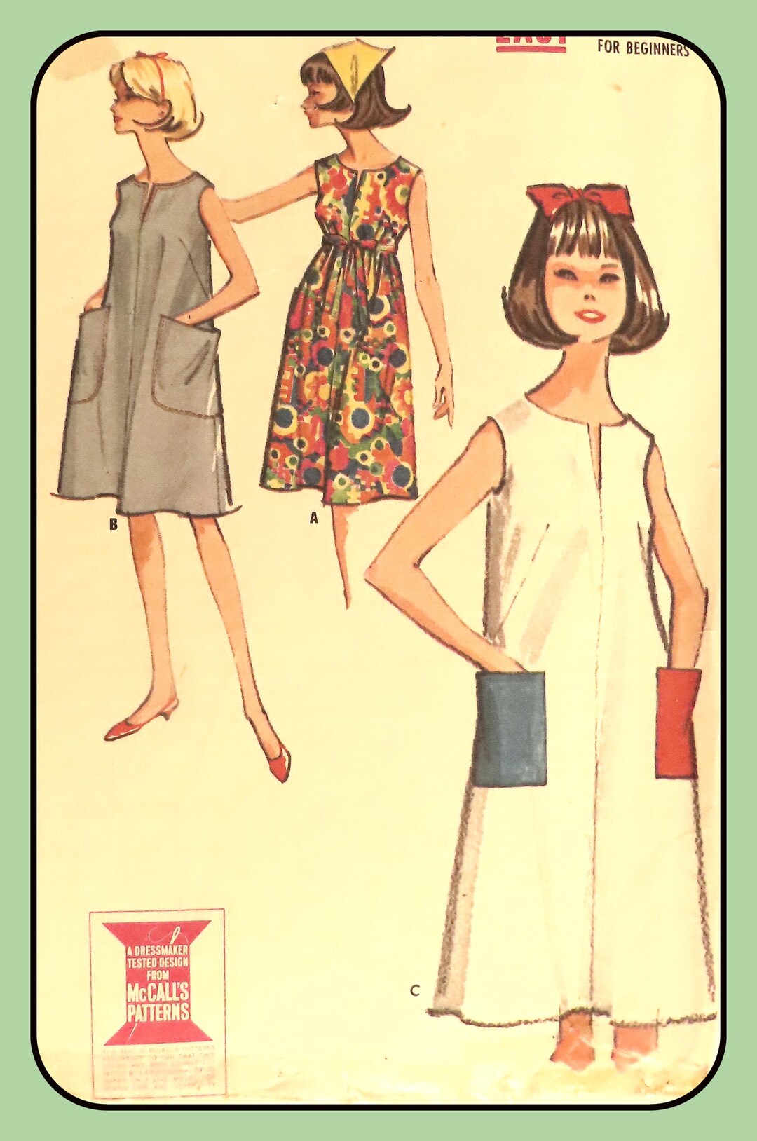 Junior Teen DRESS Pattern RARE Mccall's 7302 EASY Vintage 1963 - Etsy
