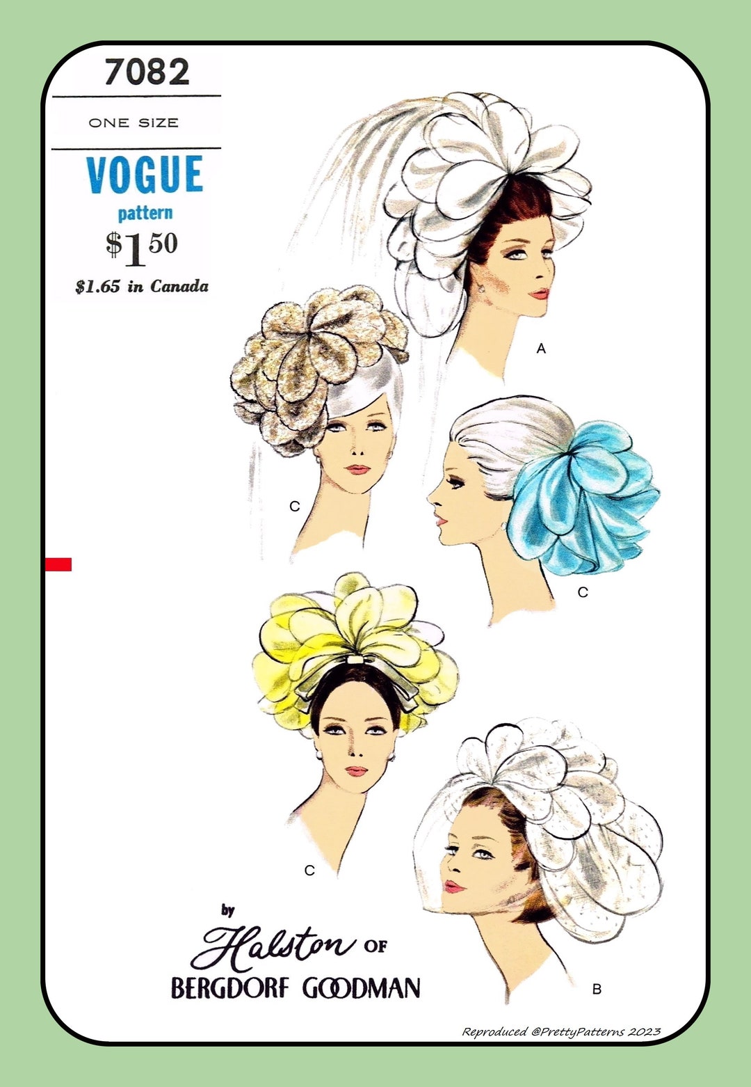 BRIDAL Headpiece Petals Veil Small or Large Vogue 7082 VTG 1967 Sewing ...