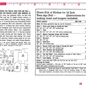 12" Girl Doll CLOTHING Pattern and CLOSET Simplicity 4883 Vintage 1960 ...