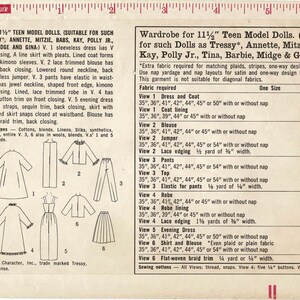 11-1/2" DOLL Clothing Fashion Simplicity 5731 Vintage 1964 Craft Sewing ...