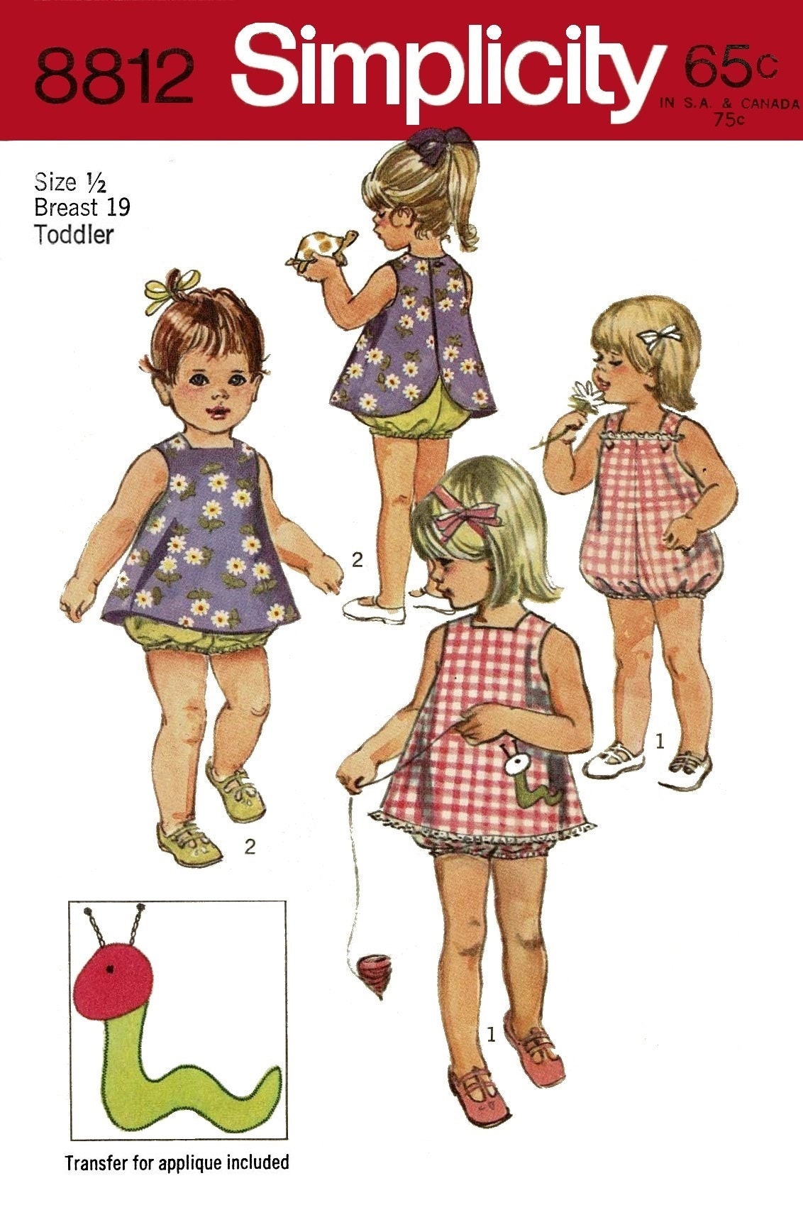 Girls Sleeveless PINAFORE or PLAYSUIT Toddler Child Simplicity 8812 ...