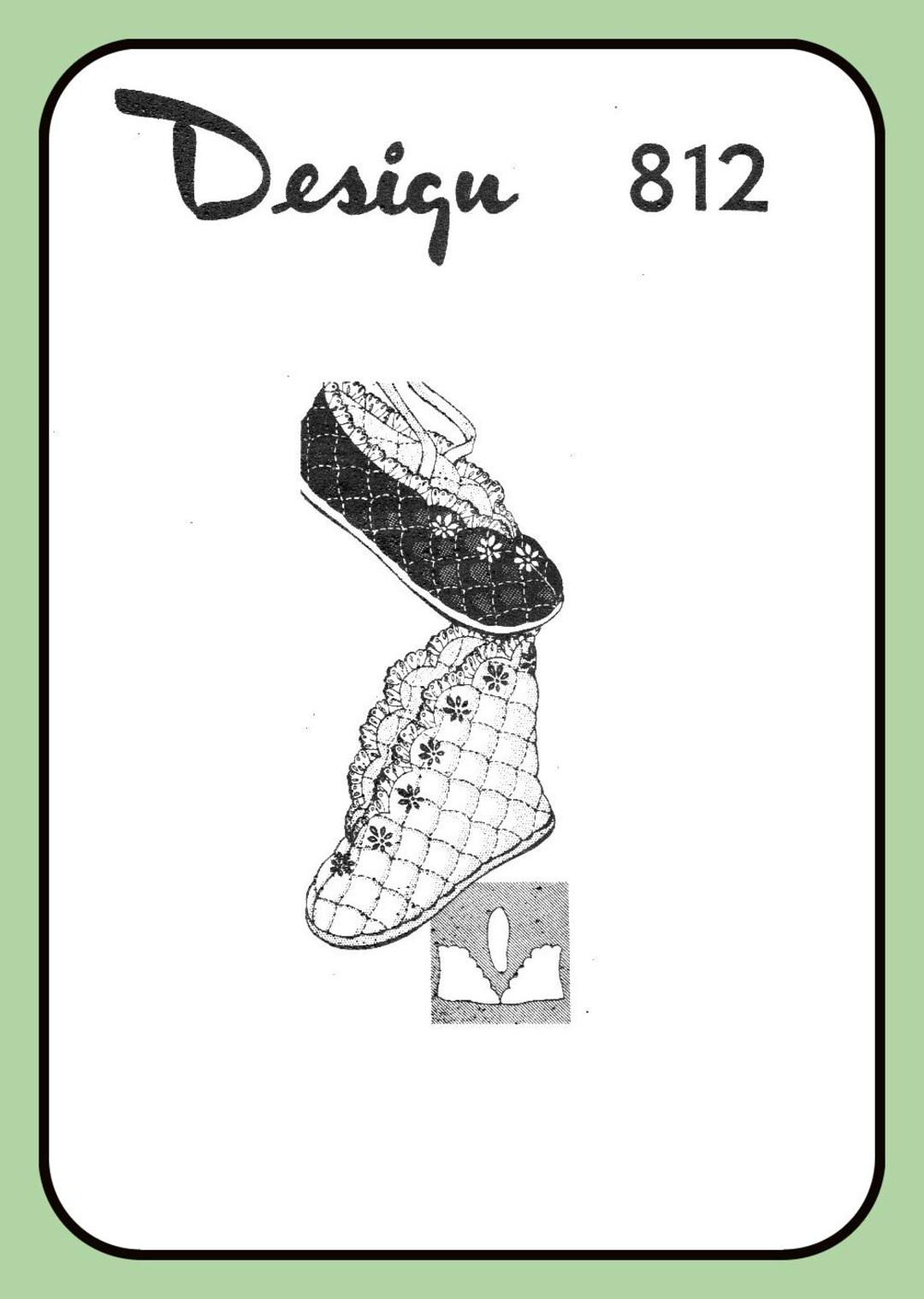 Quilted Ballet SLIPPER Pattern or Bootie S-M-L Mail Order Design 812 ...