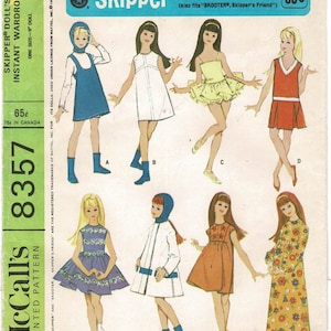 Doll Clothes for 9" Little Sister Dolls Mccall's 8357 Vintage 1966 ...