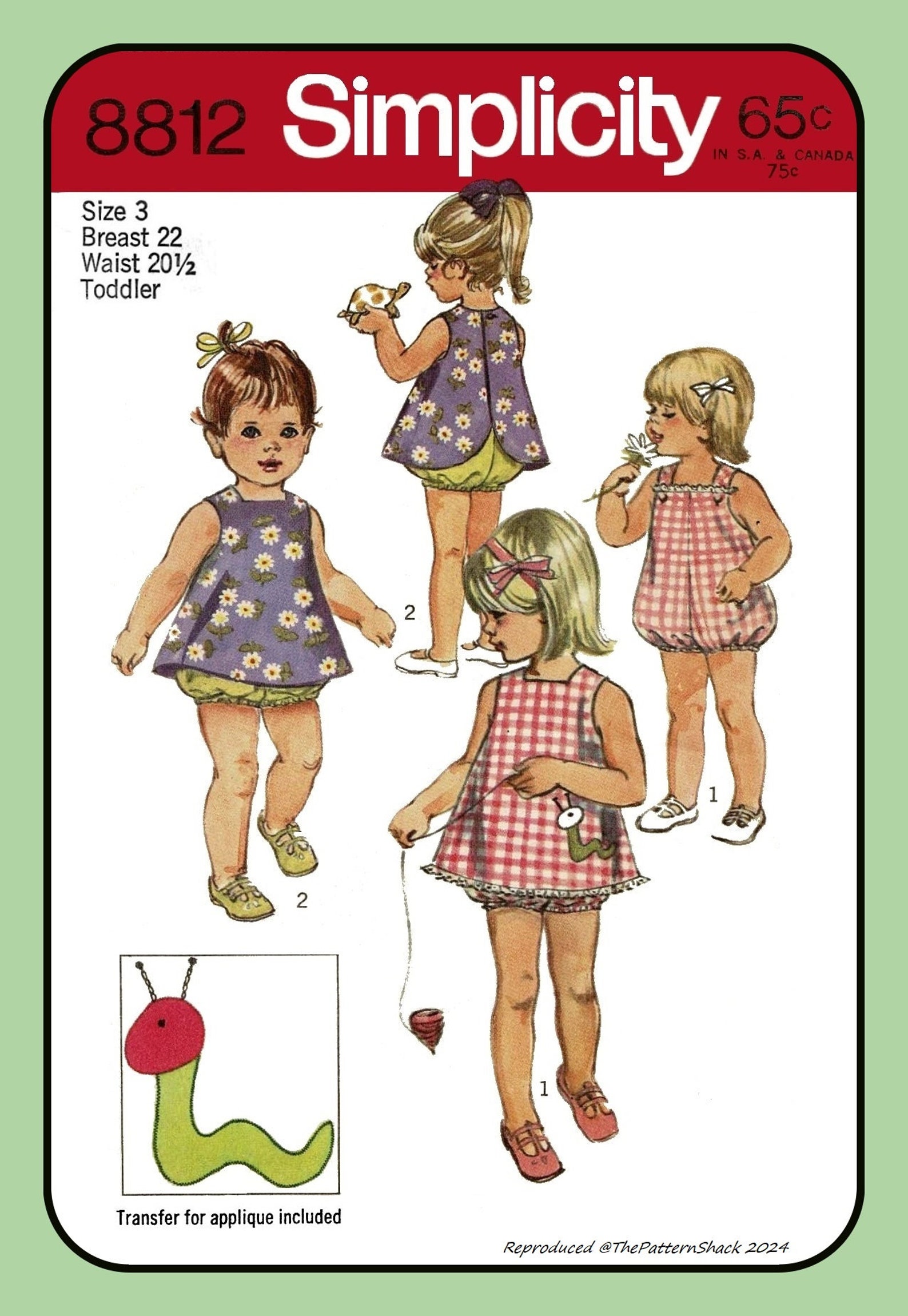 Girls Sleeveless PINAFORE or PLAYSUIT Toddler Child Simplicity 8812 ...