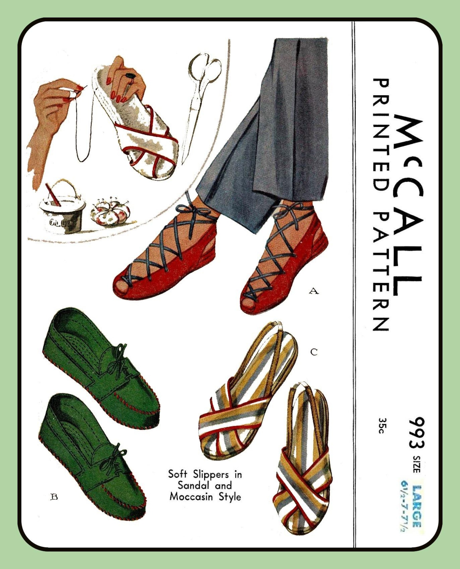 Soft SLIPPER Pattern House Shoe Espadrille, Loafer or Slingback Mccall ...