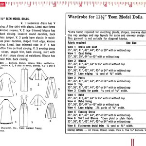 11-1/2" DOLL Clothing Fashion Simplicity 5731 Vintage 1964 Craft Sewing ...